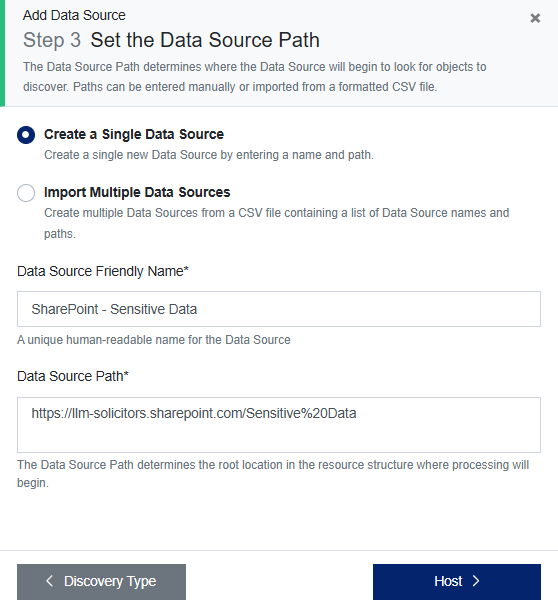 Configuring a Data Source Path for SharePoint Online