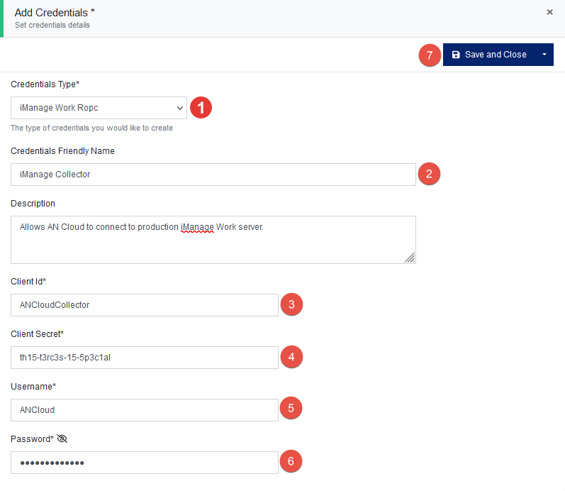 Adding iManage Work Credentials