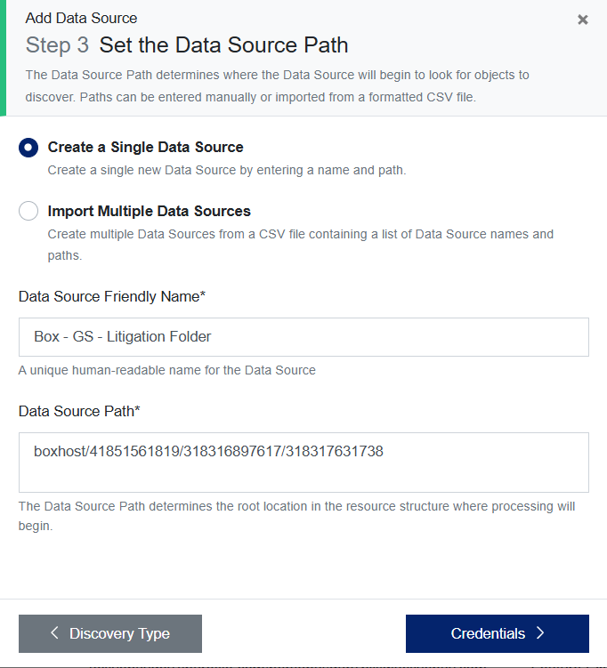 Configuring Data Source Paths for Box